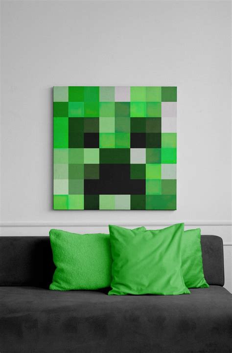 Minecraft Creeper Canvas Print Large Minecraft Artwork Wall Art For