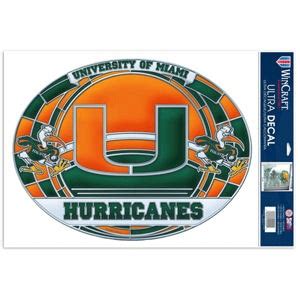 University Of Miami Hurricanes Stained Glass 11x17 Ultra Decal At