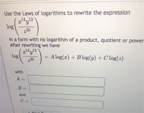Solved Use The Laws Of Logarithms To Rewrite The Expression Chegg Com