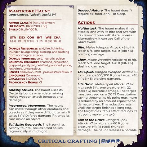 [oc] Manticore Haunt R Dndmonsters