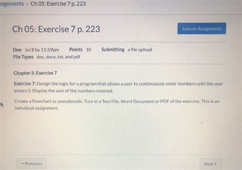 Solved Ch 07 Exercise 2 P 317 Submit Assignment Submitting