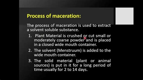 Maceration Process Maceration Method Of Plant Extraction Youtube