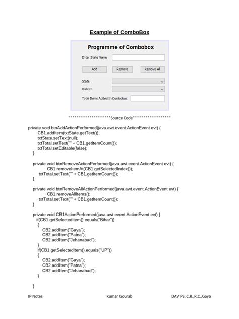 Combobox Example Pdf