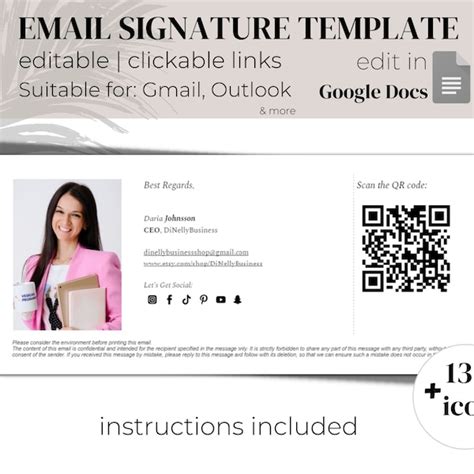 Qr Code Email Signature Template Etsy
