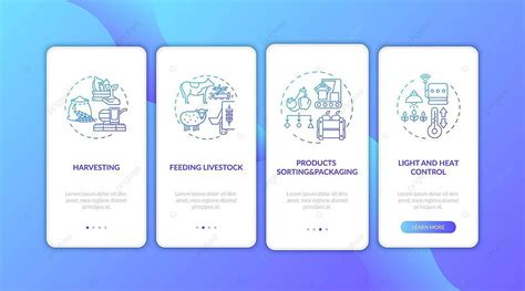 Onboarding Screen Of A Mobile App Showcasing Various Types Of Agriculture Machinery With