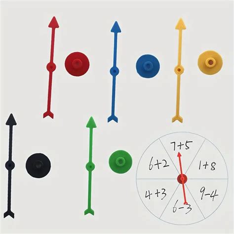 5가지 무지개 색상의 화살표 게임 스피너 5개 Diy 보드 게임 교체 조각 프로젝트 및 교실 활동을 위한 4인치 플라스틱