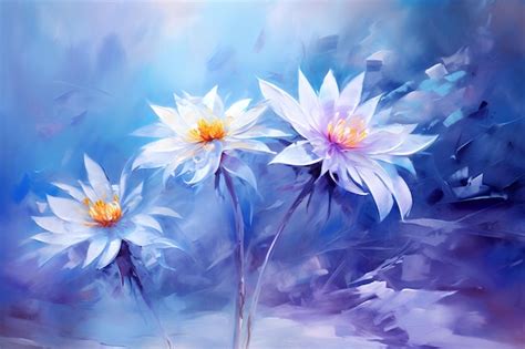 Premium Photo Abstract Magical Blue Flower Oil Painting In
