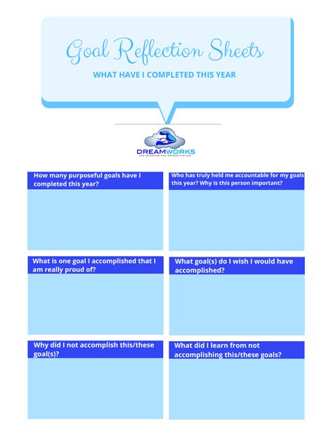 Goal Reflection Sheets