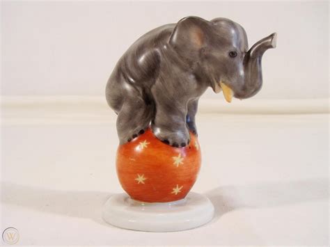 Herend Elephant On Ball Figurine Circus Dancing Stamped 1945 Rare