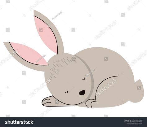 Cute Beige Rabbit Sleeping Character Stock Vector Royalty Free