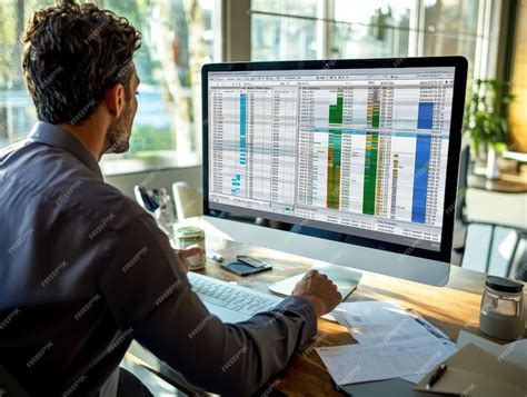 A Professional Man Analyzing Data On A Computer Screen Showcasing