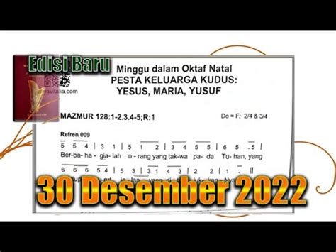 Edisi Baru Mazmur Tanggapan Pesta Keluarga Kudus Th A 30 Desember 2022