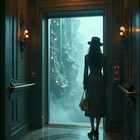 Mysterious Elevator 、basket Control Panel On The Side And Elevator Girl