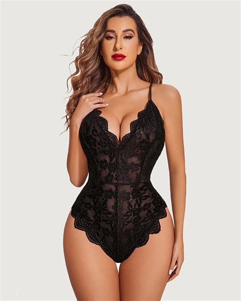 Avidlove Women One Piece Lingerie Deep V Teddy Sexy Lace Bodysuit