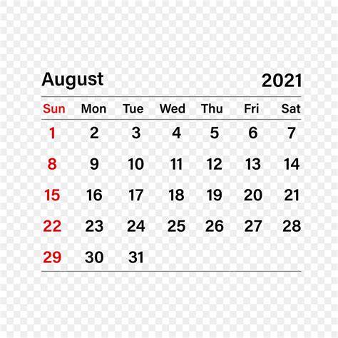 2021 년 8 월 달력 국제 달력 팔월 2021 년 달력 Png 일러스트 및 벡터 에 대한 무료 다운로드 Pngtree