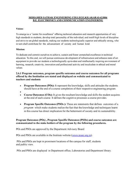 Pos Cos Pos Cos Mohamed Sathak Engineering Collegekilakarai B Electronics And