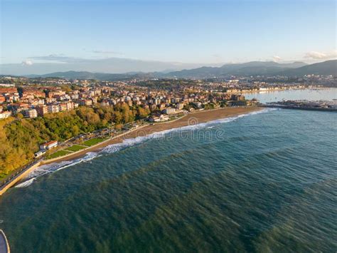 Aerial View Of Cityscape Basque Surrounded By Buildings And Water Stock Image Image Of Town