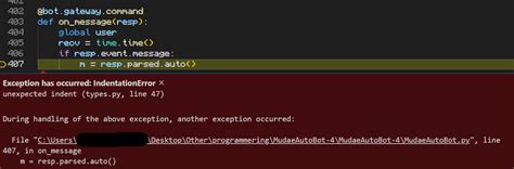 Exception Has Occurred Indentationerror · Issue 209 · Vivinanomudaeautobot · Github