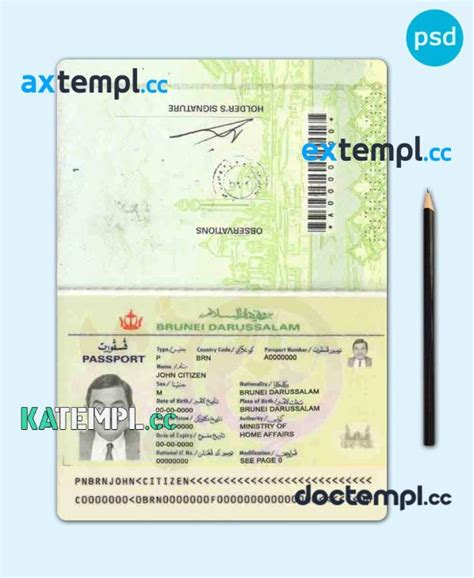Sample Brunei Passport Template In Psd Format Fully Editable Download