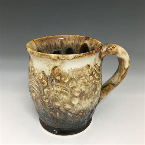 Textured Ceramic Mug Brown Coffee Mug Caramel And Cream Mug