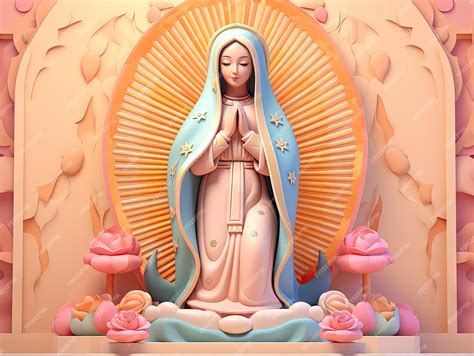 Linda Virgem Maria Nossa Senhora De Guadalupe Design De Personagem 3d