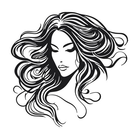 Premium Vector Silhouette Of A Woman With Long Flowing Hair With