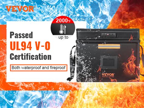 VEVOR Fireproof Document Box 2000 Fireproof Document Bag With 3