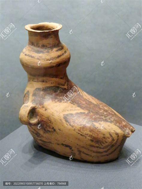 鸭形彩陶壶 文物考古 文化艺术 摄影素材 汇图网www huitu