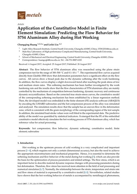Pdf Application Of The Constitutive Model In Finite Element