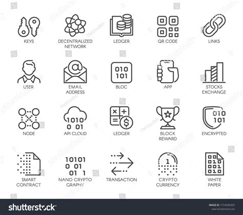 Premium Icons Pack On Blockchain System Stock Vector Royalty Free