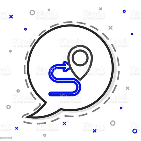 흰색 배경에서 격리된 선 경로 위치 아이콘입니다 맵 포인터 기호입니다 경로 또는 도로의 개념 Gps 네비게이터 다채로운 개요 개념 벡터 개념에 대한 스톡 벡터 아트 및 기타