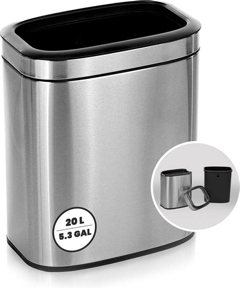 Alpine Stainless Steel Open Top Trash Can 5 Gallon 20l