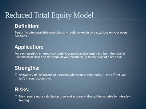 Reduced Total Equity Model Van Tharp Institute