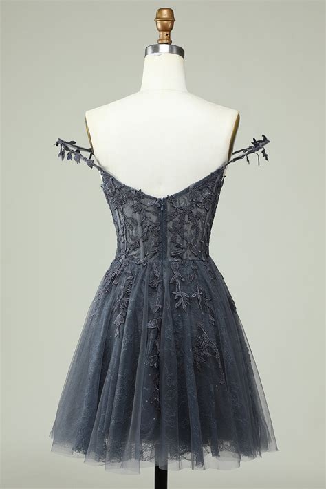 Zapakasa Women Short Homecoming Dress With Appliques Navy Spaghetti
