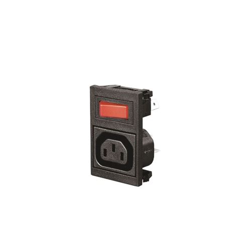 Vertical Power Entry Module With IEC Sheet F Outlet Single Contact Switch Unfiltered