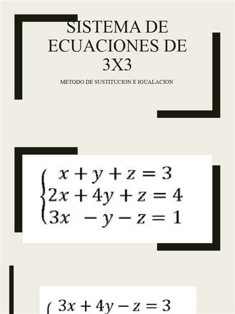 Sistema De Ecuaciones De 3x3 Pdf