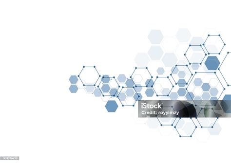 기술 배경 및 과학 스타일에서 추상 육각 분자 구조 의료 디자인입니다 벡터 일러스트 레이 션 과학에 대한 스톡 벡터 아트 및 기타 이미지 Istock