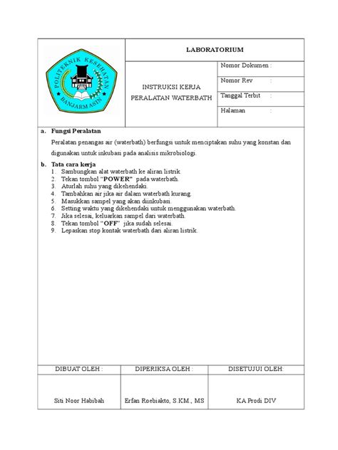 Sop Water Bath Pdf
