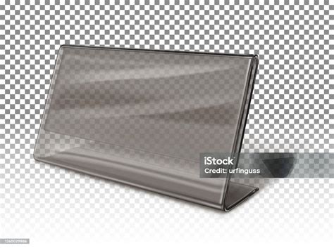 어두운 투명 플라스틱으로 만든 명함 브로셔 광고 메뉴에 대한 수평 스탠드 벡터 3d 그림입니다 0명에 대한 스톡 벡터 아트 및 기타 이미지 Istock