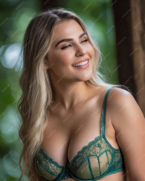 Premium Photo A Beautiful Blonde Woman In Green Lingerie