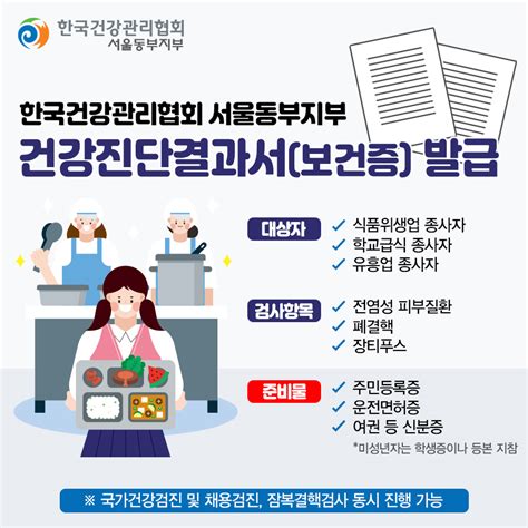 한국건강관리협회 서울동부지부 한국건강관리협회 서울동부지부 건강진단결과서보건증 발급 안내