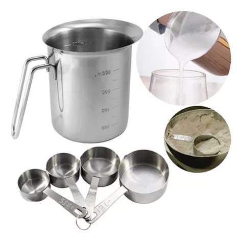 Jarra Graduada Medidor Aço Inox 1 L Conjunto Medidor 4 Pçs Frete grátis