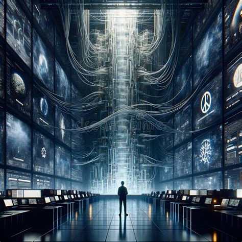 Futuristic Control Room Network Core Stock Image Image Of Digital Illumination 381684225