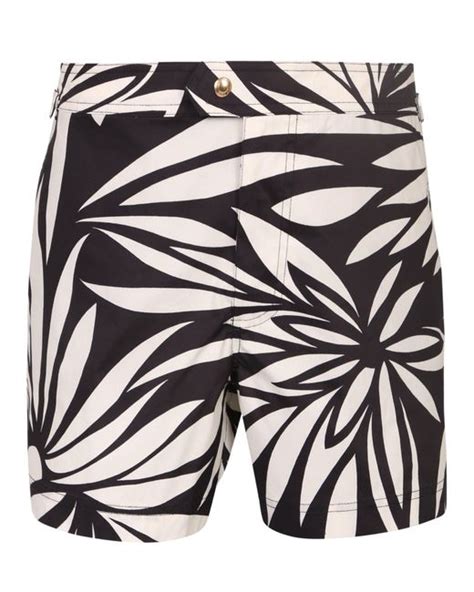 Tom Ford Synthetic Floral Print Swim Shorts Men In Black For Men Lyst