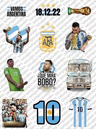 Tatuajes Temporales Argentina Campeón Mundial X12 En Venta En Tres De
