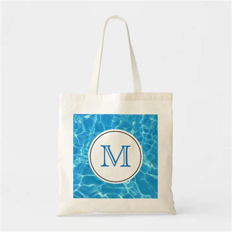 Sparkling Blue Swimming Pool Water Monogram Tote Bag Zazzle