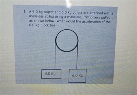 Solved 9 A 4 0 Kg Object And 6 0 Kg Object Are Attached