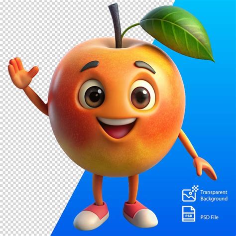 Premium Psd Cheerful Peach In The Form Of A 3d Character