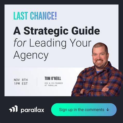 Join Tom Oneills Webinar On Agency Leadership Parallax Posted On