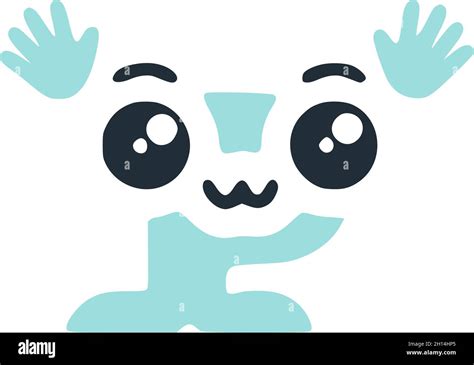 Letter P Cute Kawaii Character With Hands Funny Emoticon Vector Clip